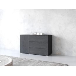Sideboard Inosign, B:111cm H:68cm T:39cm, schwarz, Wohnzimmer, Sideboards, "PARIS", Moderne 110cm breite grifflose Kommode, vielseitig einsetzbar