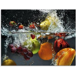 Glasbild Artland, B:60cm H:45cm, bunt, Glas, Küche, Bilder, "Spritzendes Obst auf dem Wasser", in verschiedenen Größen