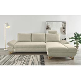 Ecksofa Home Affaire, B:284cm H:104cm T:166cm, beige, 100% PES;Schwer entflammbar (BS 5852-0/ EN 1021-1);Gramatur 370g/ qm +/- 5%, Wohnzimmer,