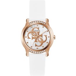 Guess Damen Quarzuhr "ANNETTE", wei&szlig;, Armbanduhren, Armbanduhr, Damenuhr, Silikonarmband, analog, Kristallsteine