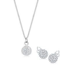 Elli Damen Schmuckset "Kugel 925 Sterling Silber, mit Kristallen von Swarovski", onesize,mit Stein, wei&szlig;, Silber 925 (Sterlingsilber), Schmuck_Sets