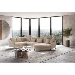 Sit & More Wohnlandschaft SIT & MORE, B:372cm H:90cm T:227cm, beige, 100% Polyester, Sofas, "Soul U-Form", wahlweise mit Bettfunktion und Schubkasten