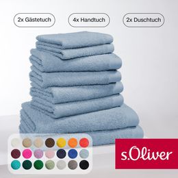 Handtuch Set s.Oliver, blau, Walkfrottier, Obermaterial: 100% Baumwolle, Handtuch-Sets, "s.Oliver, Premium Qualit&auml;t, 600 gr/m&sup2;", 2 G&auml;stet&uuml;cher 30x50,
