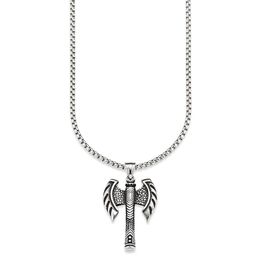 Bruno Banani Herren Kette mit Anhänger "Schmuck Geschenk Halskette Doppel Axt Kreuz Venezianerkette Silber", Edelstahl, L: 55 B: 3mm, silber,