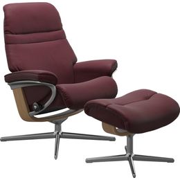 stressless "Sunrise" Set, Relaxsessel mit Hocker, mit Hocker, mit Cross Base, Gr&ouml;&szlig;e S, M & L, Holzakzent Eiche