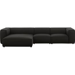Ecksofa W.Schillig, B:341cm H:66cm T:164cm, schwarz, Longlife Xtra-Leder Z59: Glattleder mit modischer Pr&auml;gung. Hautst&auml;rke 0, 9 - 1, 1 mm,