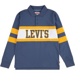 LEVI'S KIDS Jungen Langarm-Poloshirt "LVB RELAXED LS POLO", blau, Gr. 10, Single Jersey, Obermaterial: 60% Baumwolle, 40% Polyester, Shirts, mit