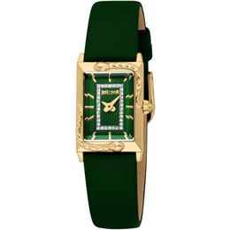 Damen Quarzuhr "Dolcezza", gr&uuml;n, JUST cavalli time, Armbanduhren, Armbanduhr, Damenuhr, Lederarmband, analog, Kristallsteine
