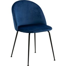 Esszimmerstuhl ACTONA GROUP, B:50cm H:81cm T:54cm, blau, Polyester, St&uuml;hle, "Lena", bezogen mit Stoff mit Harlekin-N&auml;hten, schwarze Metallbeine