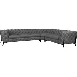 Chesterfield-Sofa Home Affaire, B:323cm H:75cm T:264cm, grau, Struktur (100% Polyester);Samtoptik (100% Polyester), Sofas, "Amaury L-Form", großes