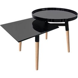 Beistelltisch Kayoom, B:77cm H:46cm T:77cm, schwarz, MDF mit Hochglanzbeschichtung, Bambus, Metall, Garten, Tische, "Butler 320, attraktiver