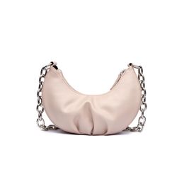 Damen Schultertasche "Kasumi", Collezione Alessandro, beige, Lederimitat, Taschen, mit kleinen Falten und grober Schulterkette