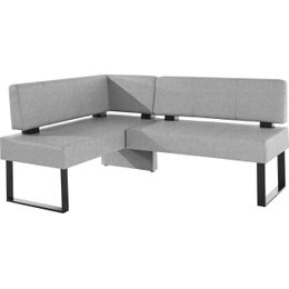 Eckbank Home Affaire, B:220cm H:89cm T:160cm, grau, Holzwerkstoff, Massivholz, Polyester, Esszimmer, Sitzbänke, "Oliver mit Metallgestell,