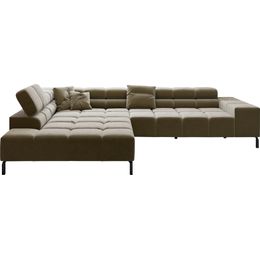 Ecksofa Inosign, B:321cm T:216cm, grün, 100% Polyester, Wohnzimmer, Sofas, "Ancona New, wahlweise motorische Sitztiefenverstellung, auch in Cord",