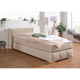 Boxspringbett Home Affaire, B:107cm L:225cm, beige, Samtoptik (100% Polyester);Bezug der Spiegelfläche Matratzendrell aus 100% Polyester;Struktur
