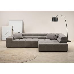 Ecksofa Inosign, B:319cm H:70cm T:215cm, silber, Struktur (85% Polyester, 15% Viskose);Luxus-Microfaser weich (98% Polyester, 2% Nylon);Velours (100%