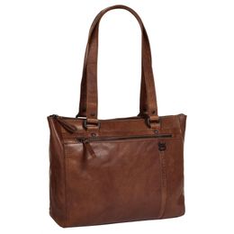 SPIKES & SPARROW Damen Shopper, SPIKES & SPARROW, braun, Leder, leicht gl&auml;nzend, unifarben, Taschen, echt Leder