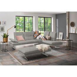 Ecksofa W.Schillig, B:284cm H:94cm T:224cm, grau, Flachgewebe S22 (100% Polyester), Wohnzimmer, Sofas, "broadway, Designsofa, mit tollem Sitzkomfort,