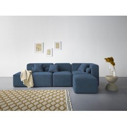 Ecksofa Home Affaire, B:303cm H:76,5cm T:93cm, blau, 100% Polyester, Wohnzimmer, Sofas, "Sundstrup L-Form", Modulserie, individuelle Zusammenstellung