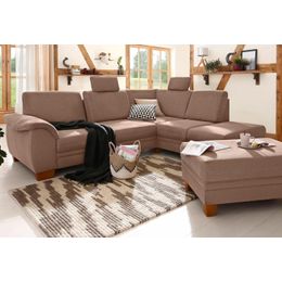 Ecksofa Home Affaire, B:269cm H:90cm T:219cm, braun, Luxus-Microfaser mit Druck (100% Polyester);Luxus-Microfaser in Lederoptik (100%