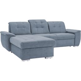 Ecksofa, B:277cm H:92cm T:206cm, blau, exxpo - SOFA FASHION, Wohnzimmer, Sofas, "Derby Inkl. Kopfteilverstellung, wahlw. Bett & Bettkasten, L-Form",