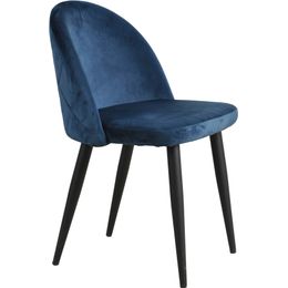 Polsterstuhl Sit, B:49cm H:79cm T:52,5cm, blau, Esszimmer, Stühle, "Sit&Chairs", mit weichem Samtvelours