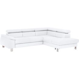 Ecksofa COTTA, B:249cm H:72cm T:100cm, weiß, Microfaser PRIMABELLE (100% Polyester);Kunstleder SOFTLUX;Feinstruktur (100% Polyester);Kunstleder
