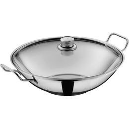 WMF Wok "Party Taiwan Wokpfanne Induktion", &Oslash; 36cm + H&ouml;he 10cm, silber, Pfannen, Wok mit Deckel und Ablagegitter, f&uuml;r alle Herdarten geeignet