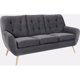 3-Sitzer, B:187cm H:92cm T:92cm, grau, exxpo - SOFA FASHION, Korpus: 100% PES;Luxus-Microfaser (100% Polyester), Sofas, "Scandi, bequem, aufwendige