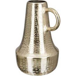 Gilde Tischvase "Lola, in Krugform, Dekovase", B/H/T: 30cm &Oslash; 19cm, gold, Vasen, Vase aus Aluminium, mit geritzter Oberfl&auml;chenstruktur, H&ouml;he ca. 30 cm