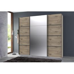 Schwebet&uuml;renschrank wimex, B:225cm H:208cm T:65cm, braun, Holzwerkstoff, Spanplatte, Schr&auml;nke, "Jork Kleiderschrank mit Spiegel, schwarze