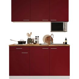 Pantryk&uuml;che respekta, B:150cm H:200cm T:60cm, rot, Komplettk&uuml;chen-Sets, "Luis, mit Duo Kochfeld, wahlweise mit Mikrowelle, Korpus Wei&szlig;", Breite 150