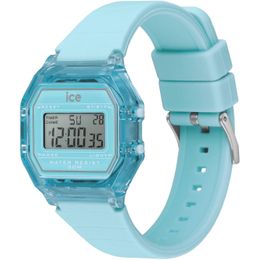 Ice Watch ICE-WATCH Damen Chronograph "ICE digit retro - Clear - Small", blau, Armbanduhren, Armbanduhr, Quarzuhr, Damenuhr, Silikonarmband, Datum, digital