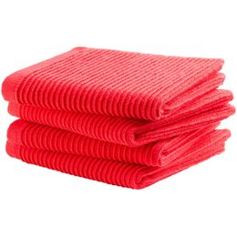 Sp&uuml;ltuch DDDDD, B:30cm L:30cm, rot, 100% Baumwolle, Geschirrt&uuml;cher, "Basic", mit luxuri&ouml;ser Rippenstruktur und optimale Feuchtigkeitsaufnahme