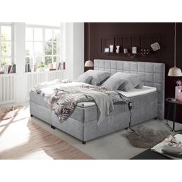 Boxbett, B:202cm L:210cm, grau, ED EXCITING DESIGN, 100% Polyester, Komplettbetten, "Mariborsko", inkl. Motor und Topper