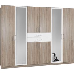 Kleiderschrank wimex, B:270cm H:207cm T:58cm, weiß, Kinderzimmer, Schränke, "Diver Drehtürenschrank mit Spiegel, 180, 225 o. 270cm breit", Bestseller