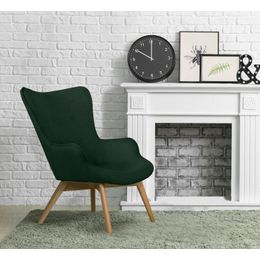 Sessel Home Affaire, B:71cm H:96cm T:86cm, gr&uuml;n, 100% Polyester, Wohnzimmer, Sessel, "Nicko", wahlweise mit und ohne Hocker