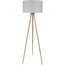 OTTO HOME Stehlampe "Torell", hellgrau, leinen, 1, Ø 45cm H: 152cm, 1 Stk., Leuchten, Schirm mit Leinenbezug, Dreibein Holz, 1x E27 exkl., Zuleitung 300cm, Stehlampe