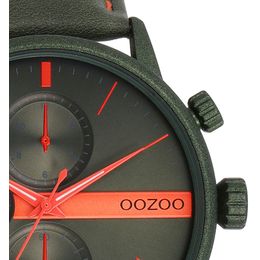 Oozoo Herren Quarzuhr, gr&uuml;n, Armbanduhren, Armbanduhr, Herrenuhr, Lederarmband, Chrono-Look