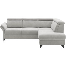 Sit & More Ecksofa SIT & MORE, B:247cm H:84cm T:193cmsilber, 90% Polyester, 10% Polyamid, Wohnzimmer, Sofas, "Glendale, L-Form", inkl. Kopfteilverstellung,