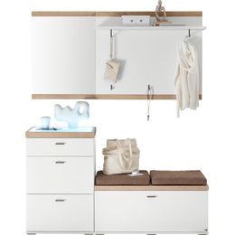 Kompaktgarderobe, B:160cm H:194cm T:37,2cm, wei&szlig;, SET ONE BY Musterring, Schr&auml;nke, "Lancaster Dielen", bestehend aus 4 Teilen, in zwei Farben