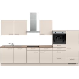 Küchenzeile Nobilia, B:360,3cm H:216,6cm T:60cm, beige, Komplettküchen-Sets, ""Laser I", Ausrichtung wählbar, Breite 360 cm", vormontiert, wahlw. mit