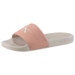 Damen Pantolette "SLIDE MONOGRAM WMNS", Calvin Klein Jeans, Gr. 42, rosa, Baumwolle, Schuhe, Poolslides, Schlappen, Sommerpantolette, Strandschuh zum