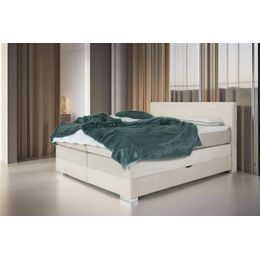 Boxspringbett Home Affaire, B:187cm L:215cm, beige, 100% PES, Komplettbetten, "Juliste inkl. Bettkasten und PUR-Schaum-Topper", erhältlich in den