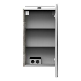 Spiegelschrank Fackelmann, B:40cm H:68cm T:15,3cm, braun, Glas, Badezimmer, Schr&auml;nke, "SBC", Aufsatzleuchte, Schalter und Steckdose, Breite 40cm,