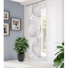 Schiebegardine HOME IN GREEN, B:60cm H:245cm, grau, Polyester, Wohnzimmer, Gardinen, "SPIRO", DIGITALBEDRUCKT, BAMBUSOPTIK RECYCELT