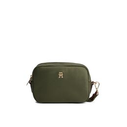 Tommy Hilfiger Damen Mini Bag "POPETTE CAMERA BAG", grün, Leder, Nylon, Taschen, Damen Umhängetasche, Schultertasche mit TH-Schmuckelement