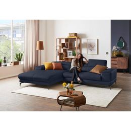 Ecksofa W.Schillig, B:303cm H:70cm T:193cm, blau, Longlife Xtra-Leder Z59: Glattleder mit modischer Pr&auml;gung. Hautst&auml;rke 0, 9 - 1, 1 mm, Wohnzimmer,