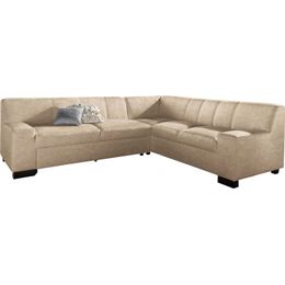 Ecksofa DOMO collection, B:247cm H:74cm T:212cm, beige, Microfaser PRIMABELLE (100% Polyester);Kunstleder SOFTLUX;Struktur (90% Polyester, 10%