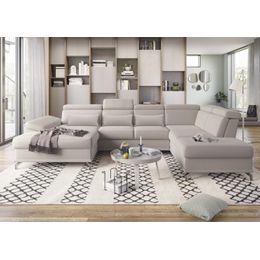 Sit & More Wohnlandschaft SIT & MORE, B:359cm H:87cm T:230cm, grau, 100% Polyester, Sofas, "Cabrio U-Form, B: 359 cm, mit Sitztiefen-, Arm- &